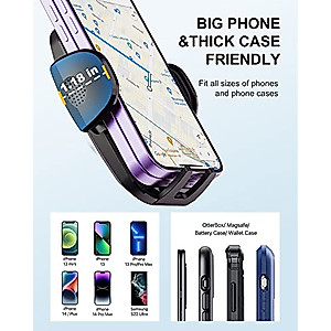 Car Vent Phone Holder Mount Clip with Extension Arm[2 Mounting Options][Never Blocking] Universal 2 In 1 Car Cell Phone Holder Mount [360°Rotation] Compatible with iPhone 13 14 Samsung All 4-7"Phone