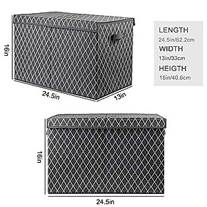 VERONLY 2 Pack Toy Box Chest Organizer Bins for Boys Girls, Kids Large Fabric Collapsible Storage Basket Container with Flip-Top Lid & Handles for Clothes,Blanket,Nursery,Playroom,Bedroom