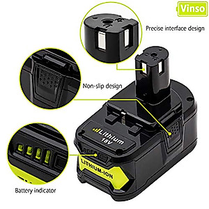 KINGTIANLE 2packs 6.0Ah 18V Replacement Battery for Ryobi 18V Lithium Battery P102 P103 P105 P107 P108 P109 Ryobi ONE+ Cordless Tool Battery