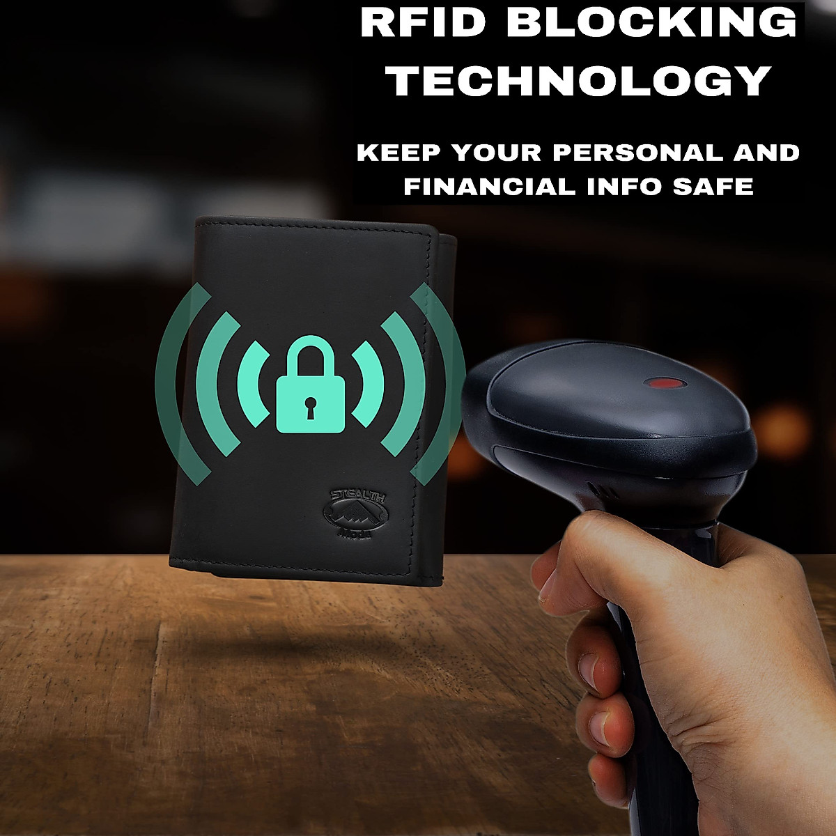Stealth Mode Trifold RFID Blocking Leather Wallet for Men (Black)