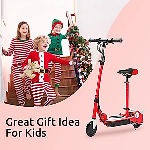 MAXTRA E120 Electric Scooter with Removable Seat, 60 Mins Long Battery Life ＆ up to 10mph, Adjustable Height for Kids Ages 6-12