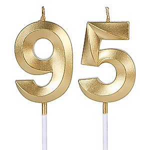 Gold 95th & 59th Birthday Candles for Cakes, Number 95 59 Candle Cake Topper for Party Anniversary Wedding Celebration Decoration