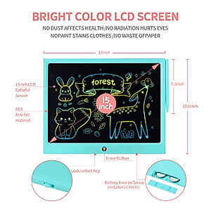 LCD Writing Tablet for Kids, 15 Inch Electronic Erasable Drawing Tablet, Toddler Learning Educational Toys Christmas Birthday Gifts for Kids Age 3+