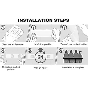 5-Pack Shower Caddy, No Drilling, Strong Adhesive Mount, Large Capacity, Rustproof Stainless Steel, Black.