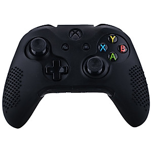 9CDeer 1 Piece of Studded Protective Silicone Cover Skin Sleeve Case + 8 Thumb Grips Analog Caps for Xbox One/S/X Controller Black Compatible with Official Stereo Headset Adapter