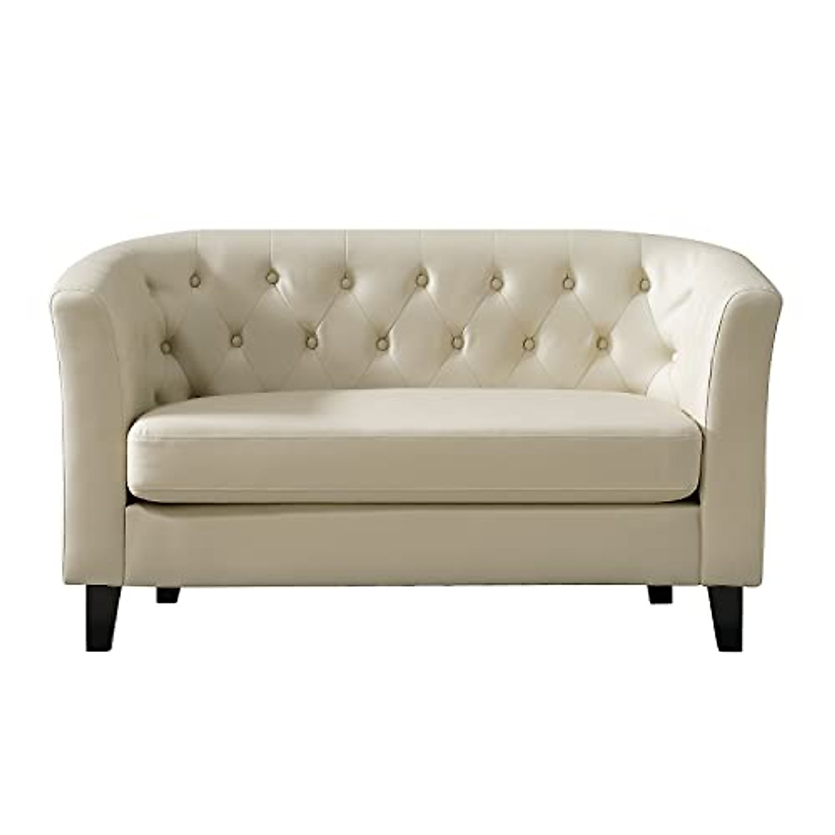 Husbedom 50 Inches Loveseat, Small Air Leather Couch for Small Spaces, Mini Sofa with Button Tufted Décor for Bedroom, Love Seats Furniture, Living Room, Bedroom, Apartment, Dorm, Beige