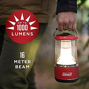 Coleman 1000 Lumens LED Water-Resistant Outdoor Camping Light Lantern with 4 Lighting Modes, and BatteryGuard Protection Technology, Green (3 Pack)