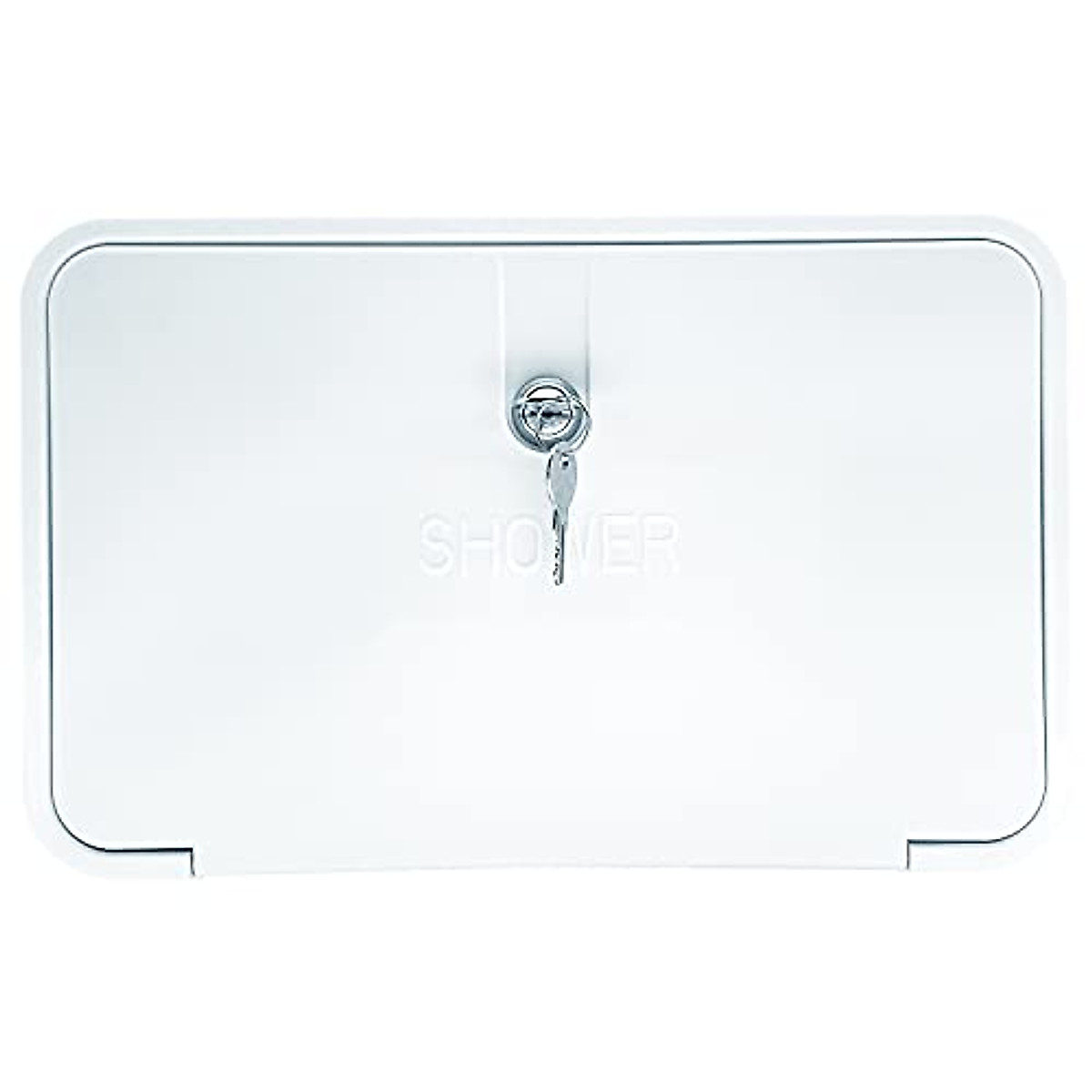 Awelife RV Outdoor Shower Exterior Shower Box Kit Coiled Hose for RV, Camper, Van, Travel Trailer, Motorhome and Boat, White