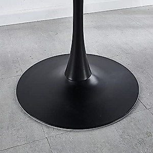 DKLGG 32" Modern Round Dining Table with MDF Table Top, Metal Base Pedestal Table Tulip Table Kitchen Table for 2-4 Person, Small Space Home, End Table Leisure Coffee Table, Black