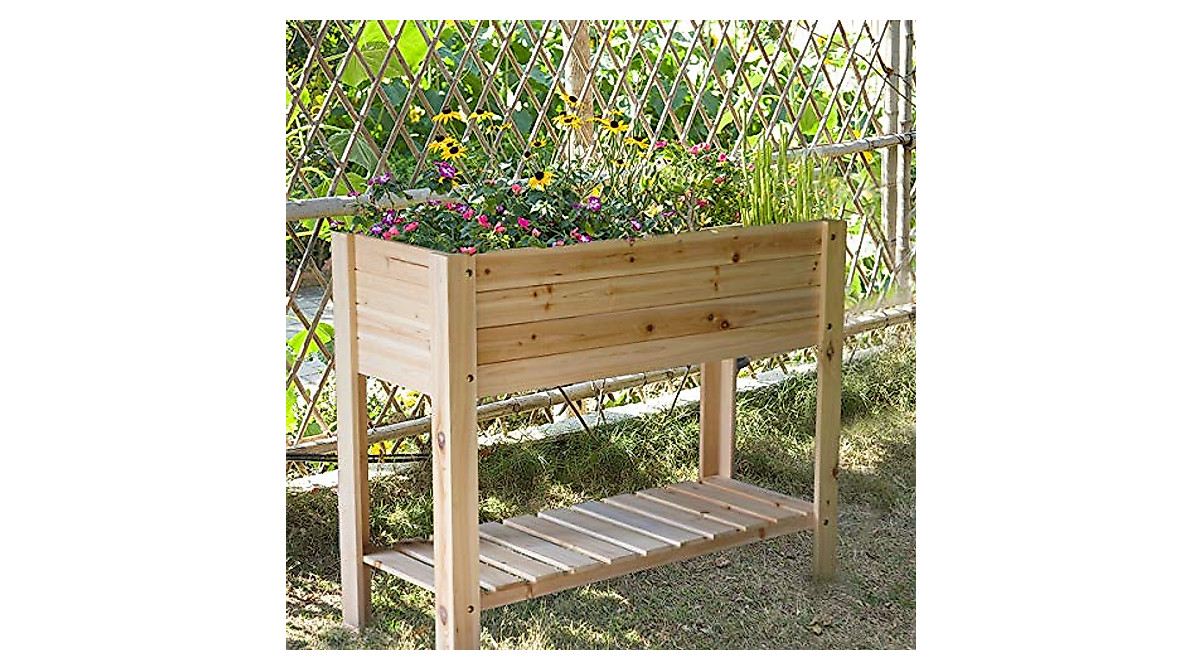 Raised Garden Bed Wood Planter Box Outdoor Wooden Elevated Planters ...