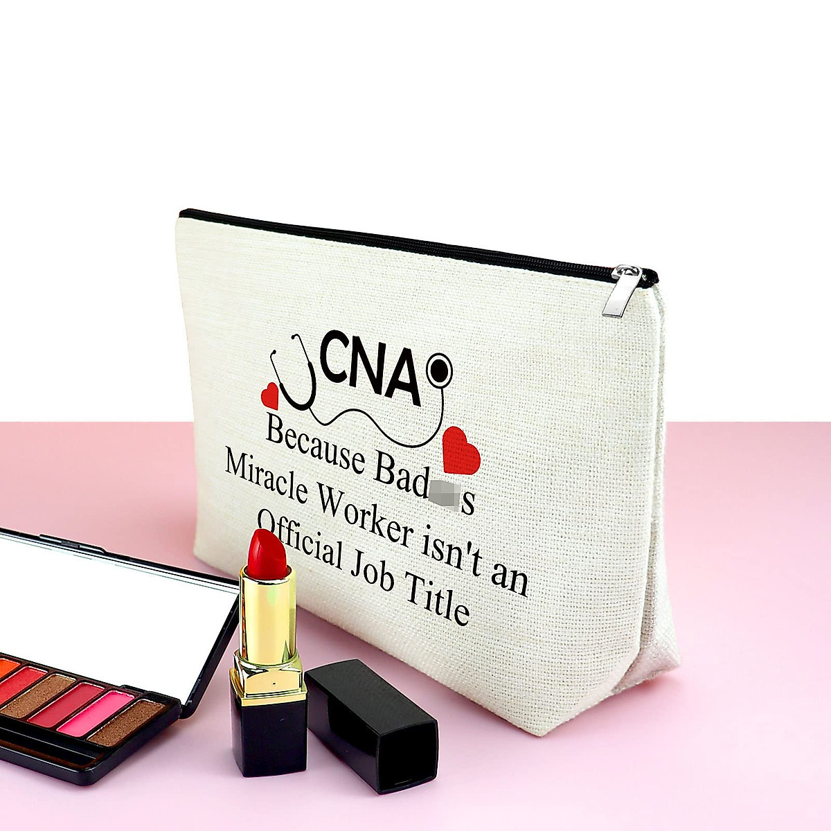 CNA Gift Certified Nursing Assistant Gifts Makeup Cosmetic Bag Gifts for CNA CNA Week Gifts Medical Graduation Appreciation Gift for Women Thank You Gift Retirement Birthday Gift Travel Makeup Pouch