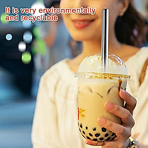 Stainless Steel Straws 8 pcs, Large 265mm (L)* 12mm (D) Straight Straws for 50 Oz Tumblers, Reusable Enviro Friendly straws with 2 Brushes, Clothing Bag Package for Parties/Home/Bar/Inns