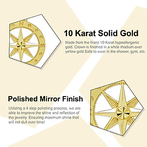 Charm America - Gold Petite Compass Charm - 10 Karat Solid Gold