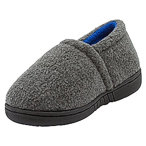 Skysole Boys Fleece Closed Back Slipper with Rugged Outsole Grey/Blue 9/10 US Toddler