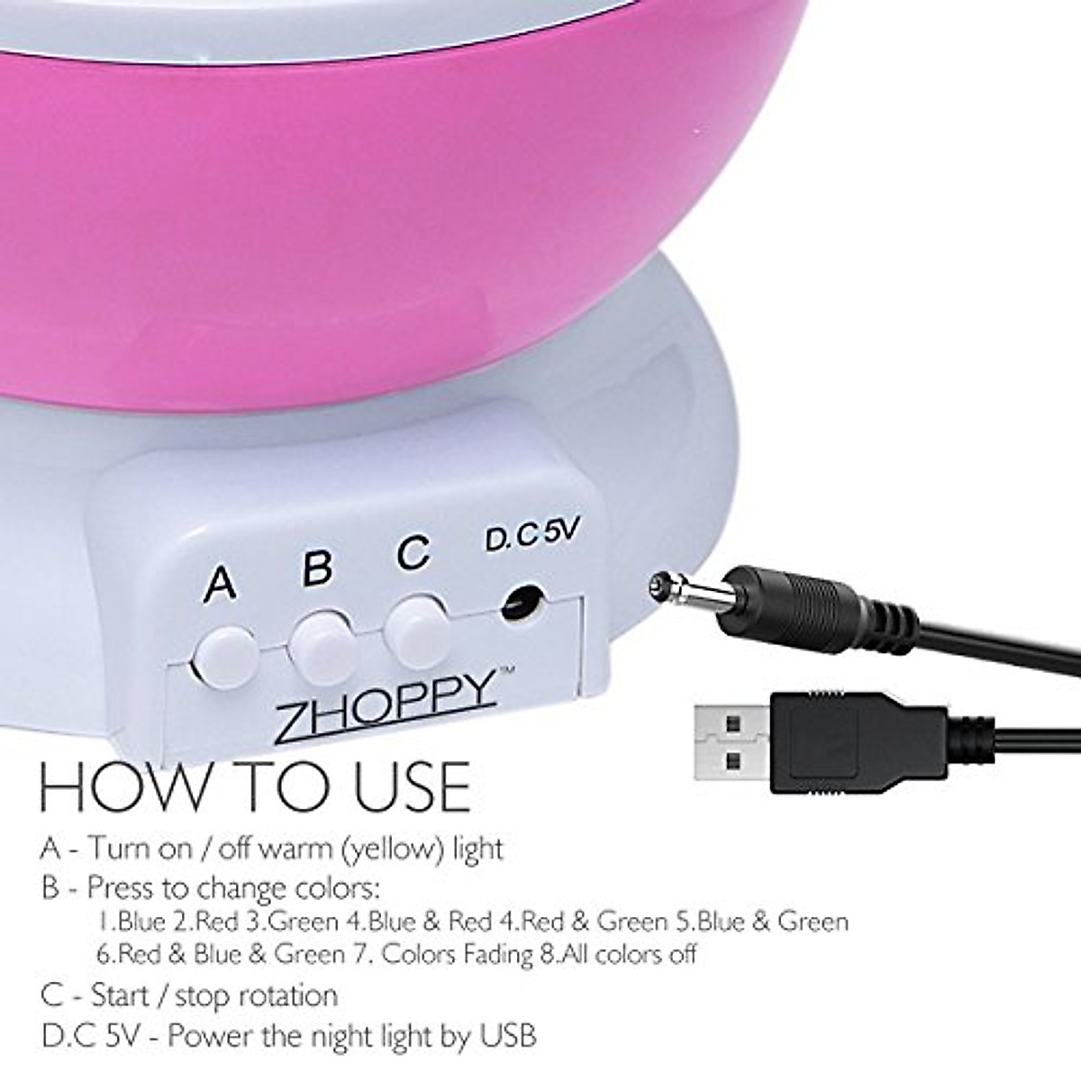 ZHOPPY Night Lights for Girls, Star and Moon Starlight Projector Bedside Lamp for Baby Room Kids Bedroom Decorations - Birthday Gifts for Girls, Pink