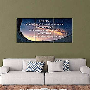 Yetaryy Motivational Quotes Canvas Wall Art Inspirational Ability Motivation Attitude Saying Words Posters Prints Entrepreneur Quote Home Office Bedroom Decor 3 Panels Ready to Hang - 36" W x 16" H