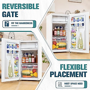 Manastin 3.2 Cu.Ft Mini Fridge with Freezer, Single Door Mini Fridge, Adjustable Thermostat, Energy Saving Mini Refrigerator for Bedroom, Office, Dorm (White, 3.2 Cu.ft)