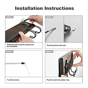 Mkono Towel Holder Wall Mounted Towel Rack Bathroom Decor Rustic Wood Towel Hooks to Hang Towels Bathrobe Robe Coat Clothing, 12.6" x 5.2" Bath Towel Hanger Storage Home Decor Organizer