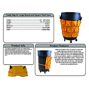 JSU BRUTE Trash Can Caddy Bag Yellow Nylon