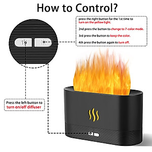 Flame Diffuser Humidifier-Auto Off 180ml Essential Oil Diffuser-2 Modes Brightness Aroma Humidifier with Fire Flame Effect for Home,Office,Spa,Gym (Black)