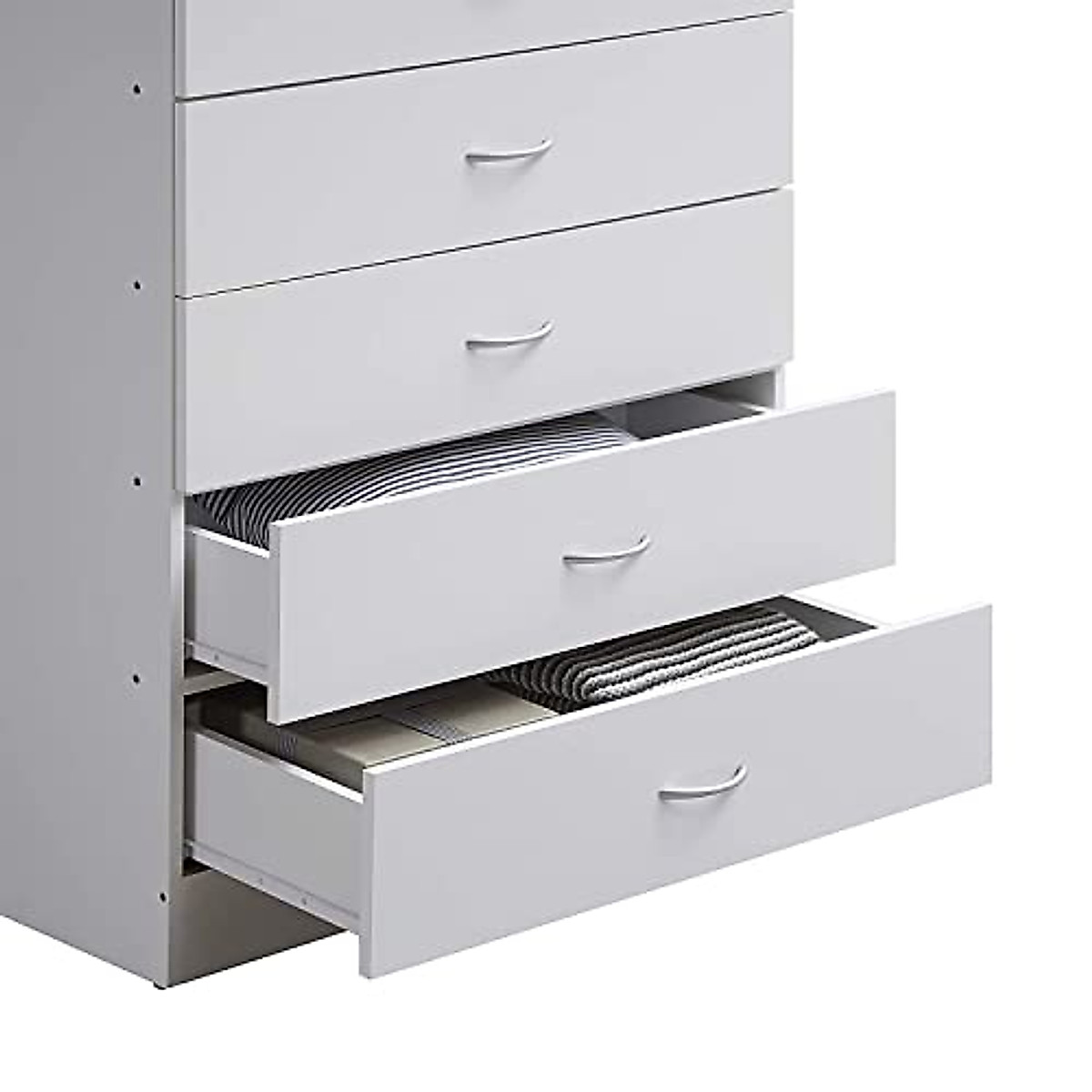 HODEDAH 7 Drawer Wood Dresser for Bedroom, 31.5 inch Wide Chest of Drawers, with 2 Locks on the Top Drawers, Storage Organization Unit for Clothing, White