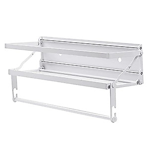 evron Shower Shelves Towel Bar Rack,Hanging Shower Caddy with Hooks for Hanging Sponge,Adhesive&Mounting Bath Toy Organizer Metal,College Dorm Room Essentials for Girls