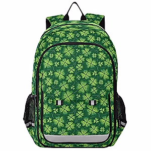 ALAZA Dark Green Clover St Patrick's Day Backpack Bookbag Laptop Notebook Bag Casual Travel Trip Daypack for Women Men Fits 15.6 Laptop
