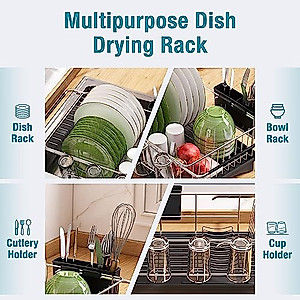 MAJALiS Sink Dish Drying Rack - Use for Countertops & in-Sinks & Over-Sink, Stainless Steel Dish Drainers for Kitchen Counter, Inside Sink Dish Dryer Racks, Kitchen Organizer, Silver
