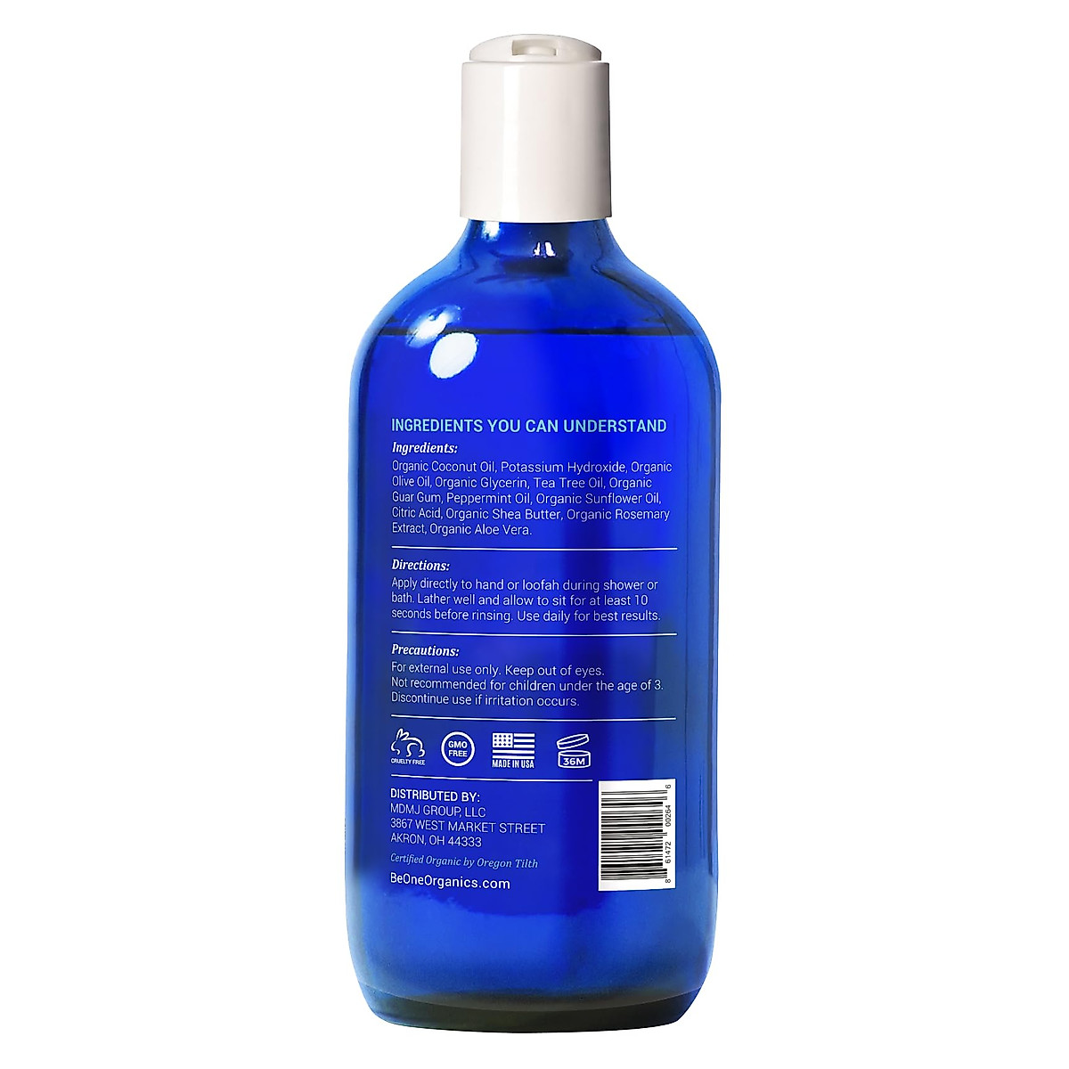 Certified Organic Tea Tree Body Wash by Be-One - Jock Itch - Athletes Foot - Ringworm - Acne - Eczema - Vegan - For Men & Women - Paraben & Sulfate Free - Sensitive - Natural - MADE IN USA