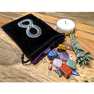 Miriyan Mystical Serpent Tarot & Dice Bag I Velvet & Satin Drawstring Pouch Ideal Size for Tarot Cards & Oracle Cards, DND, D&D, Dungeons and Dragons Accessories, Runes & Jewelry I Travel & Gift Bag