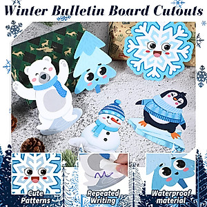 80 Pcs Winter Cutouts Winter Paper Bulletin Board for Preschool Paper Bulletin Board Decorations Preschool Classroom Back to School Teacher Supplies Classroom Cutouts