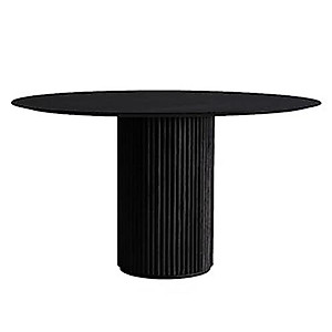 NIUYAO Round Solid Wood Dining Table Black, 35.5" W Circular Tabletop for Dining Room Kitchen Leisure Coffee Table
