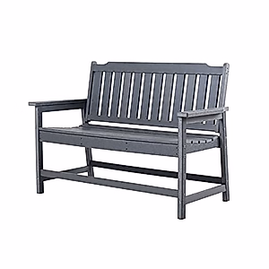 Restcozi Outdoor Bench, 49" HDPE Patio Garden Bench with Armrests Weatherproof Porch Bench for Outdoors Lawn Yard Porch