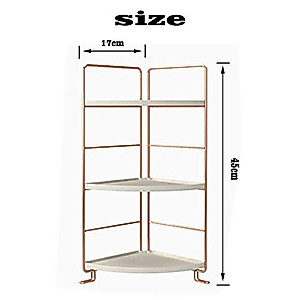 ICCGBHGO Bathroom Countertop Organizer, Corner Shelves Bathroom Vanity Counter Sink Storage, Rose Gold Standing Cosmetic Makeup Spice Rack Tray Cabinet for Kitchen and Bathroom 3-Tier