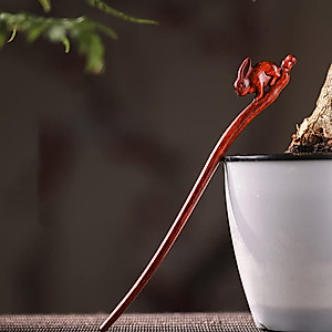 Vintage Hair Stick Rabbit Shaped Hair Chopstick Wood Antique Hair Clip Hanfu Hairpins Retro Head Accessory for Hair Styling Tool Chinese New Year