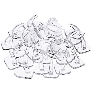 Queekay 30 Pieces Clear Adhesive Wall Hooks for Hanging, Transparent Reusable Seamless Hooks Small Acrylic Sticky Hangers with Non Marking Sticker for Kitchen Bathroom Bedroom Office