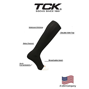 TCK Prosport Performance Tube Socks (Black, Large)