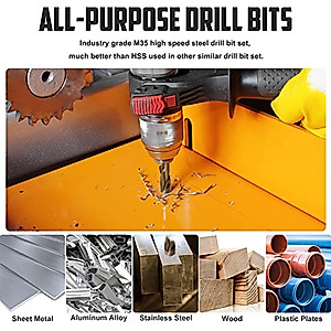 COMOWARE Cobalt Drill Bit Set, 115Pcs M35 High Speed Steel Twist Jobber Length for Hardened Metal, Stainless Steel, Cast Iron and Wood Plastic, 1/16"-1/2", with Metal Indexed Storage Case