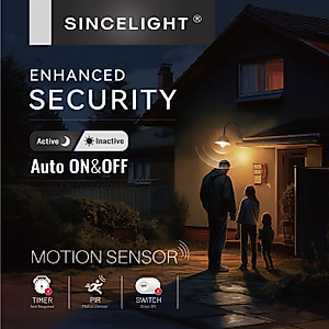 SINCELIGHT Motion Sensor LED Light Bulb 9W E26, PIR Motion-Activated in The Dark, Automatically ON/Off by Dual Sensors, Warm White 3000K, Pack of 2
