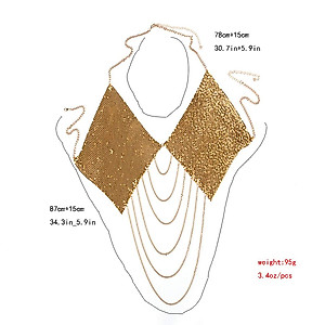 Jeweky Sequin Bra Chain Gold Tassel Crop Top Chest Body Chains Sexy Beach Nightclub Rave Bikini Body Accessories Jewelry for Women