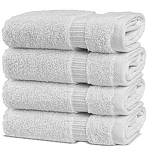 Chakir Turkish Linens | Hotel & Spa Quality 100% Cotton Premium Turkish Towels | Soft & Absorbent (4-Piece Washcloths, White)