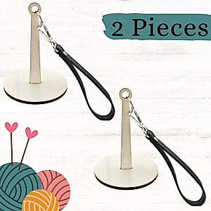 2 Pieces Portable Wrist Yarn Holder | Yarn Ball Holder | Yarn Minder | Yarn Storage | Wood Yarn Holder | Yarn Holder with Leather Wrist Strap | Yarn Holder for Knitting | Knitting Supplies