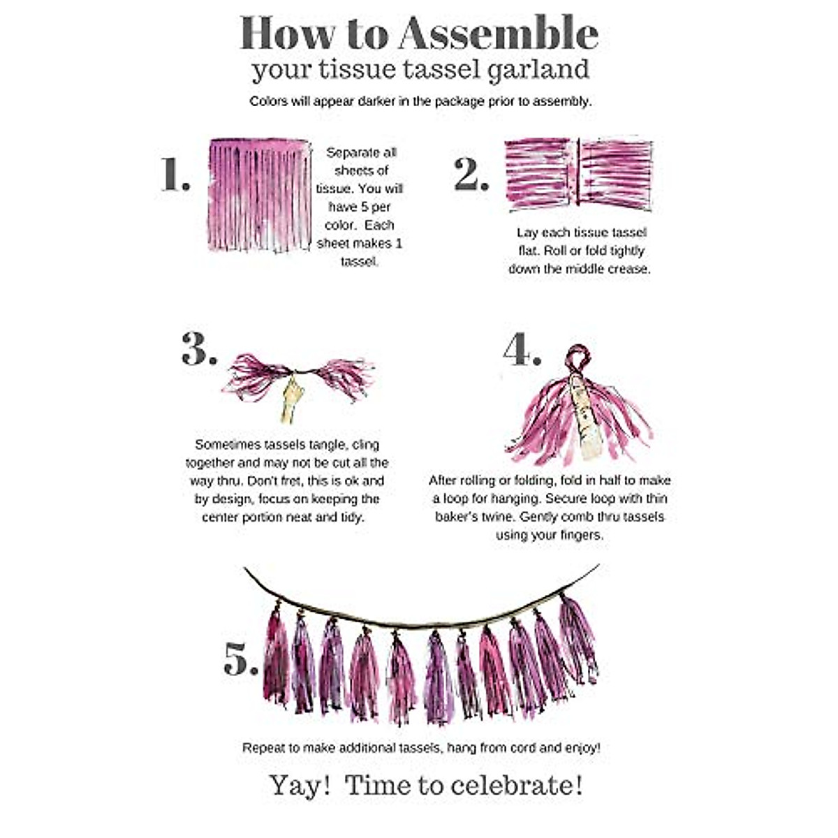 15PCS DIY Tissue Tassel Garland Kit Kraft Tan Brown Cream White Party Streamers Bunting Banner Backdrop for Rustic Baby Shower Burlap Outdoor Wedding Bridal Shower Nursery Decorations