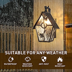 Rustic Outdoor Wall Lanterns Exterior Wall Mounted Sconce Light Designer Style Outdoor Wall Light Fixtures for Home Patio Garden Garage Farmhouse Porch Lighting with Water Glass, Oil Rubbed Brown