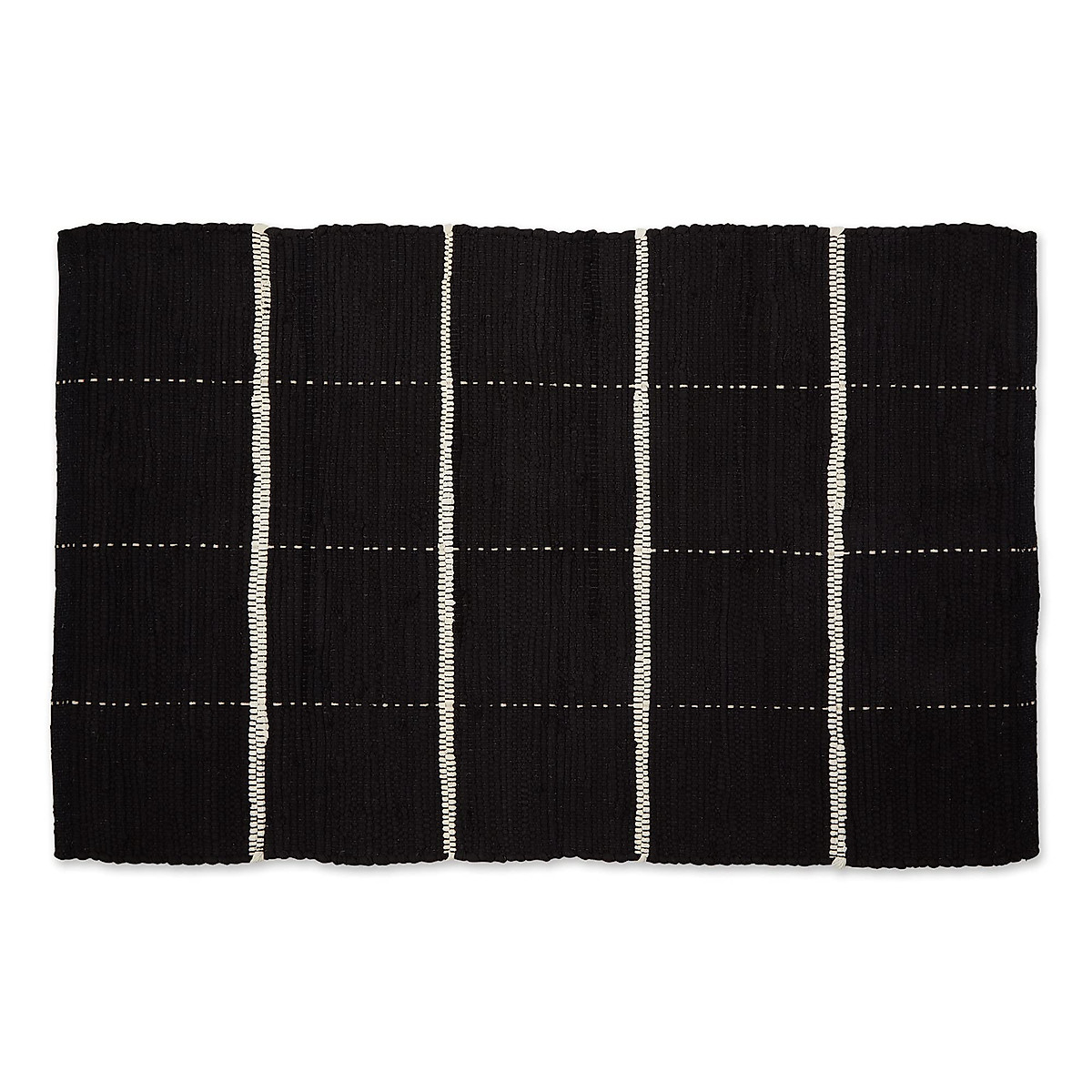 DII Modern Farmhouse Cotton Chindi Rug Collection, 26x40, Black & Cream