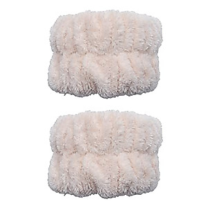 Sowaka 2 Pcs Wrist Spa Washband Microfiber Soft Tower Wrist Scrunchies Sweatbands for Women Girls Washing Face Make up Absorbent Prevent Liquid from Spilling Down Your Arms (Khaki)