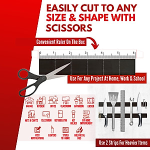 NextClimb - Flat Adhesive Magnetic Strips, Extra Strong Magnetic Strips with Adhesive Backing, Magnet Strips for Most Surfaces, Lightweight Flat Magnets (1 x 5.8 in, 3M Tape 5-Pack)