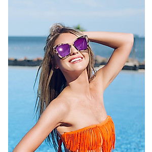 FEISEDY Trendy Polarized Women Sunglasses, Retro Womens Square Cat Eye Sun Glasses B4134