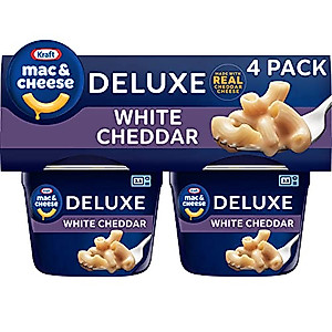 Kraft Deluxe White Cheddar Easy Microwavable Macaroni and Cheese Cups (4 ct Pack, 2.39 oz Cups)