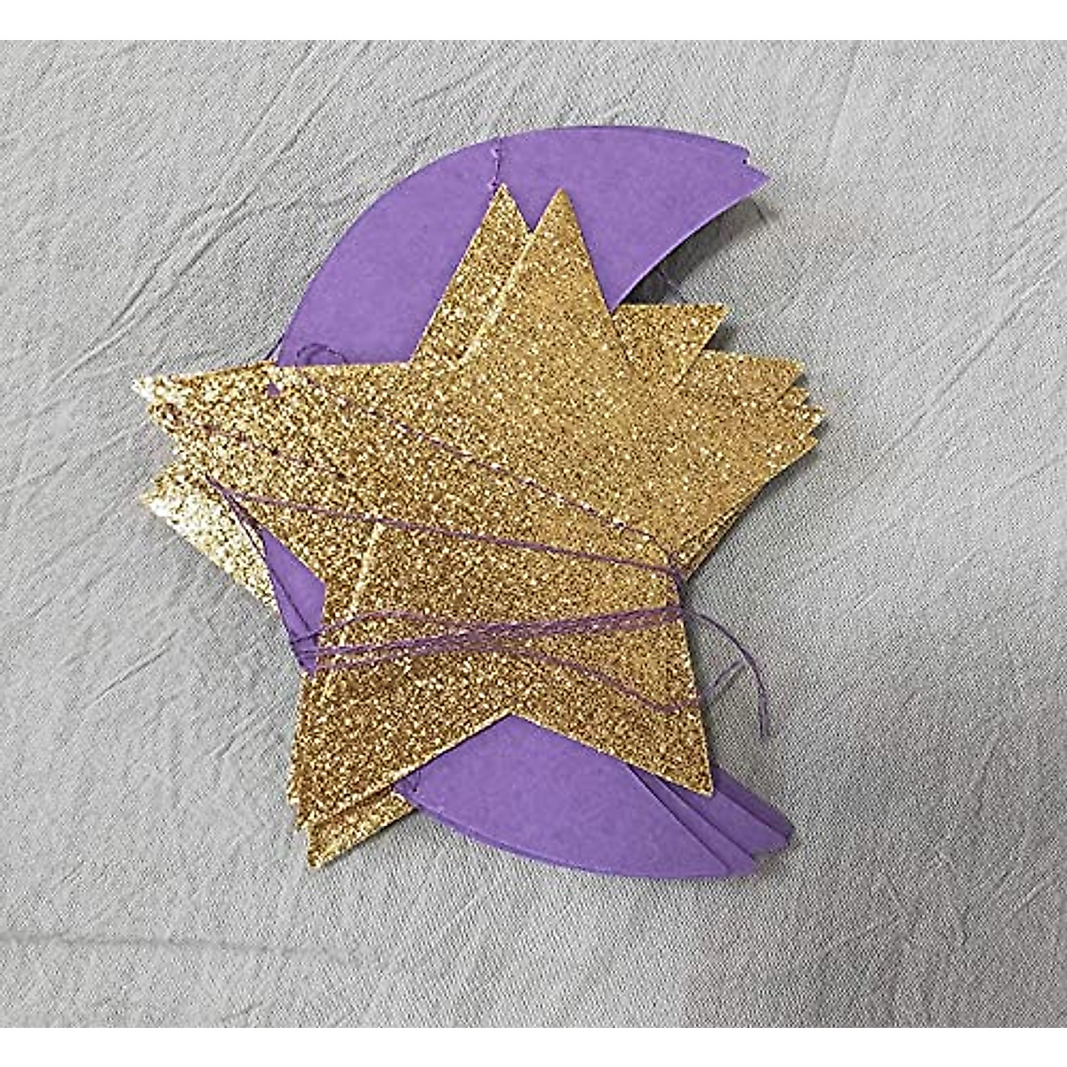Purple Gold Birthday Party Decorations/Graduation 2023/Purple Gold 2pcs Moon and Star Garlands 1st Birthday Garland Love You to The Moon and Back Purple Gold Moon Star Baby Shower Decorations